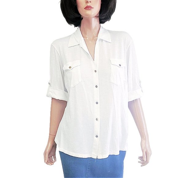 Cathy Daniels | Tops | Cathy White Button Down Shirt | Poshmark